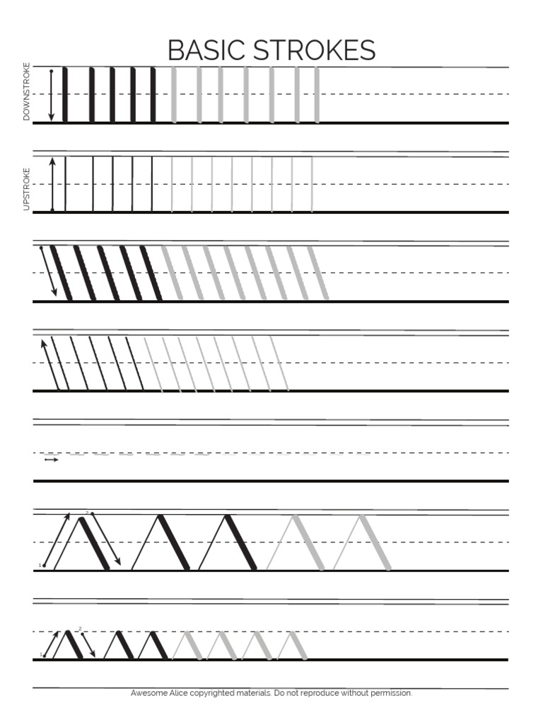 Basic Strokes Worksheet PDF | PDF