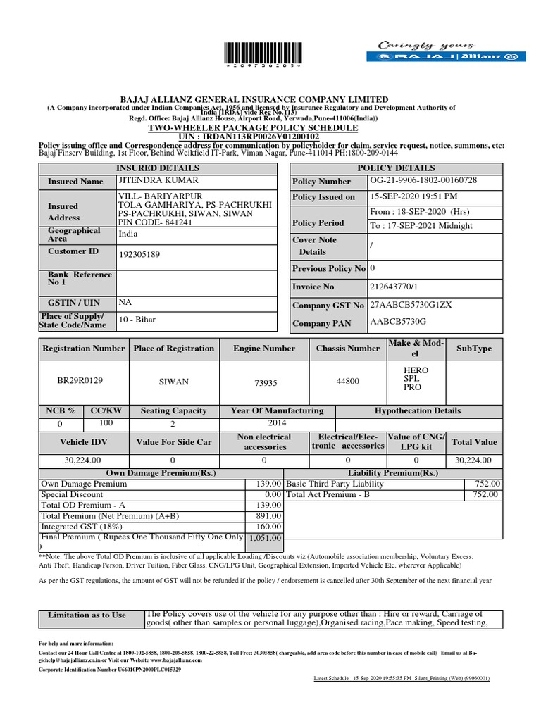 Bajaj Insurance | PDF | Liability Insurance | Insurance