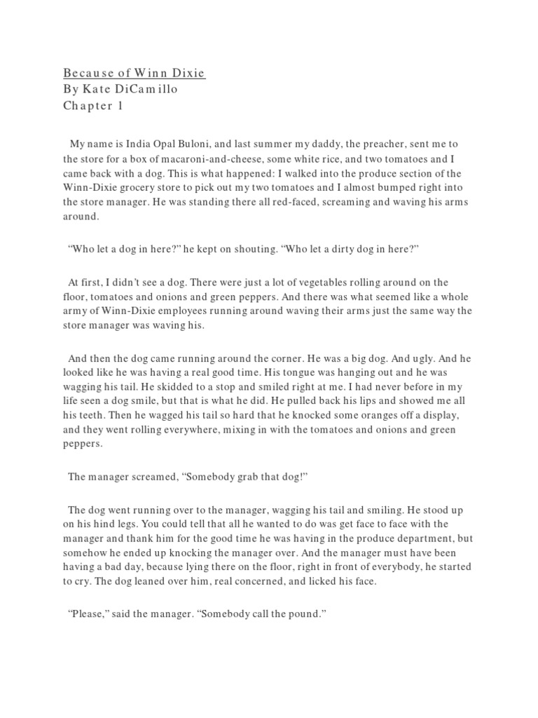 Ch. 1 Because of Winn Dixie | PDF