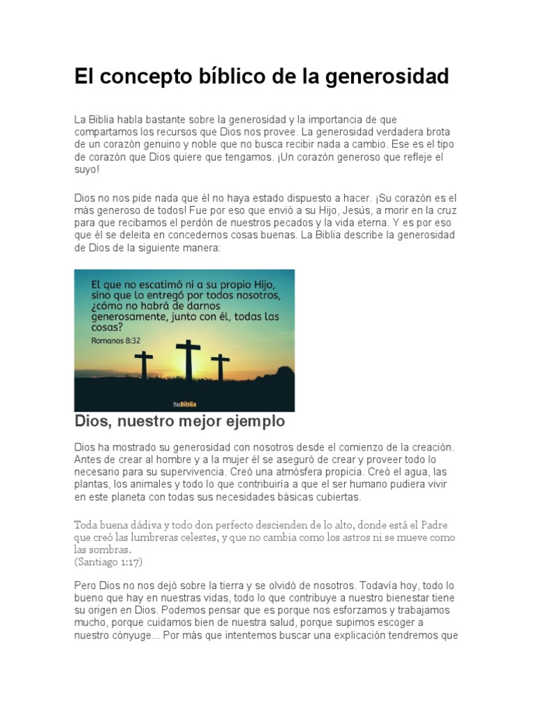 El Concepto Bíblico de La Generosidad | PDF | Jesús | Amor