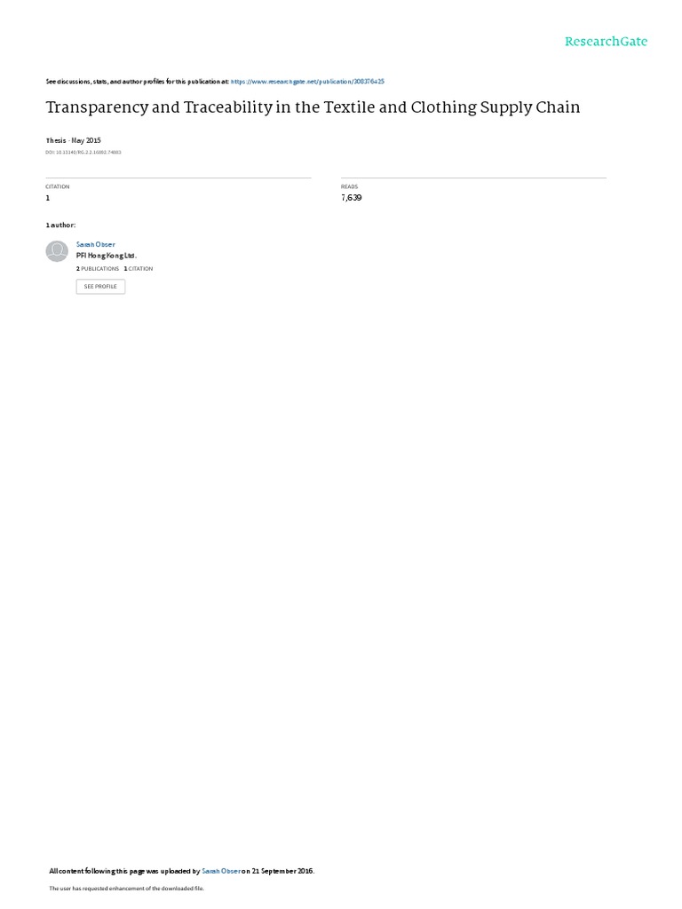 Transparency Traceability | PDF | Dyeing | Supply Chain