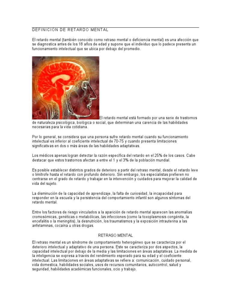 Definición de Retardo Mental | PDF | Discapacidad intelectual ...