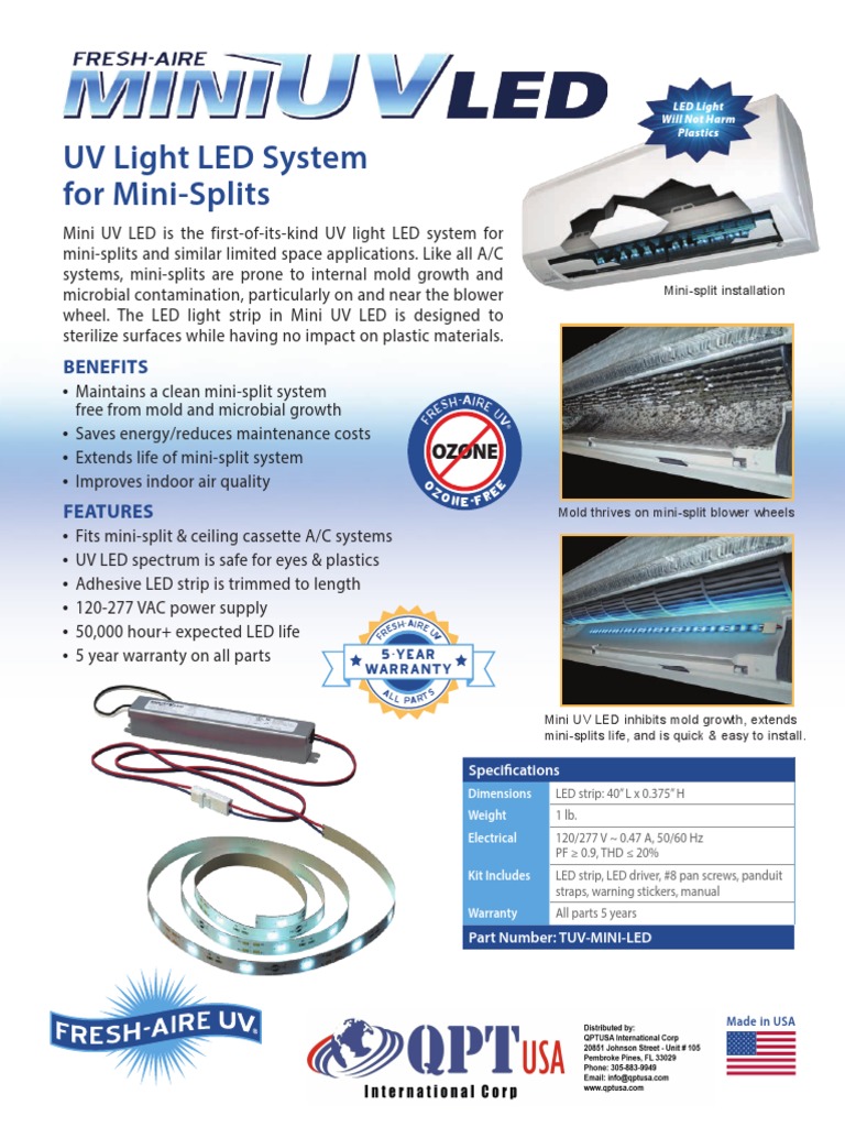 MINI UV LED For Mini-Splits Spec | PDF | Ultraviolet | Air Conditioning