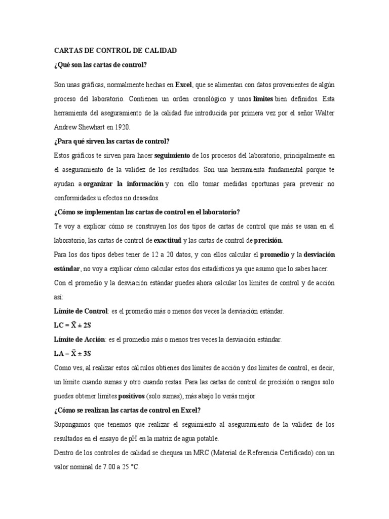 Cartas de Control en Excel | PDF | Estratificación social | Desviación ...
