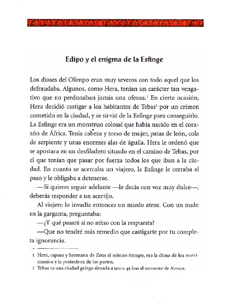 Edipo y El Enigma de La Esfinge PDF | PDF