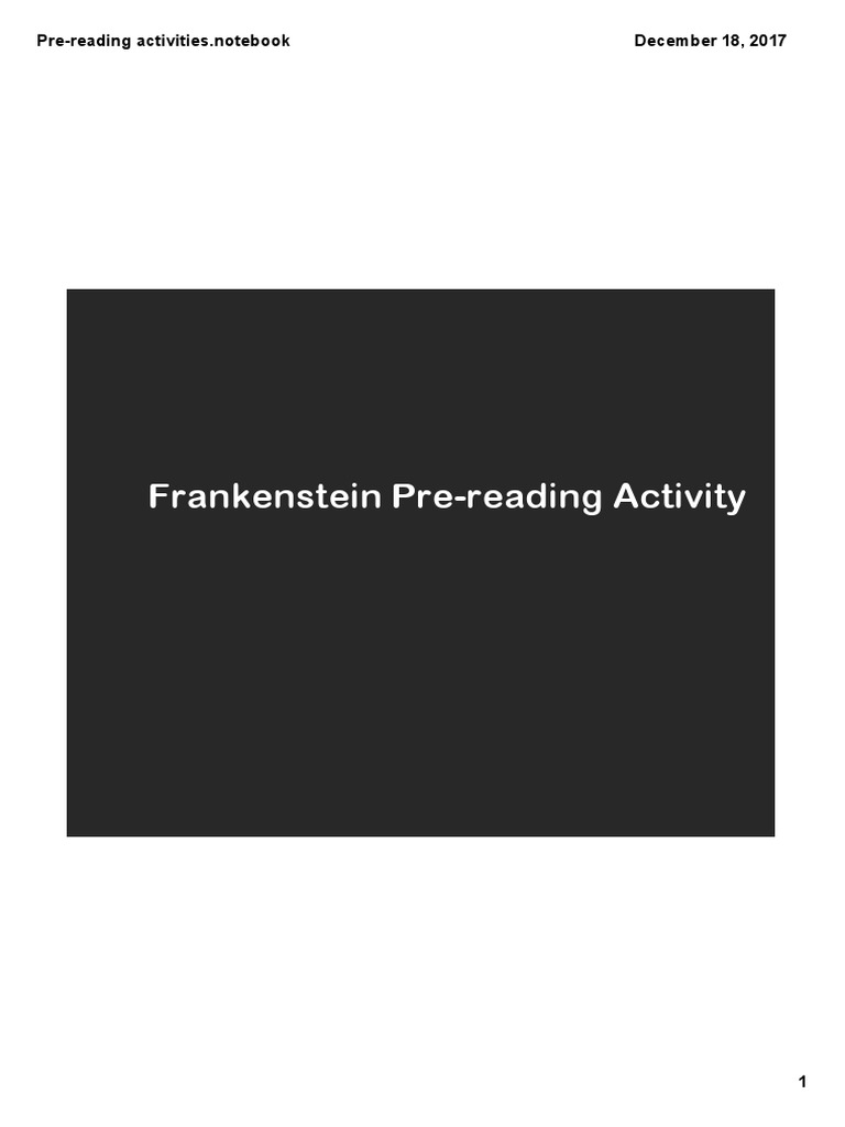 Frankenstein Pre-Reading Questions | PDF | Philosophy | Science ...