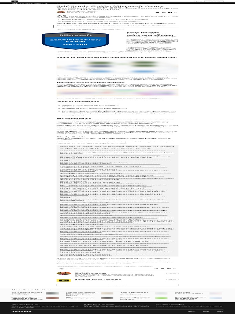 Self-Study Guide - Microsoft Azure Certification DP-200 - Implementing An Azure Data Solution ...