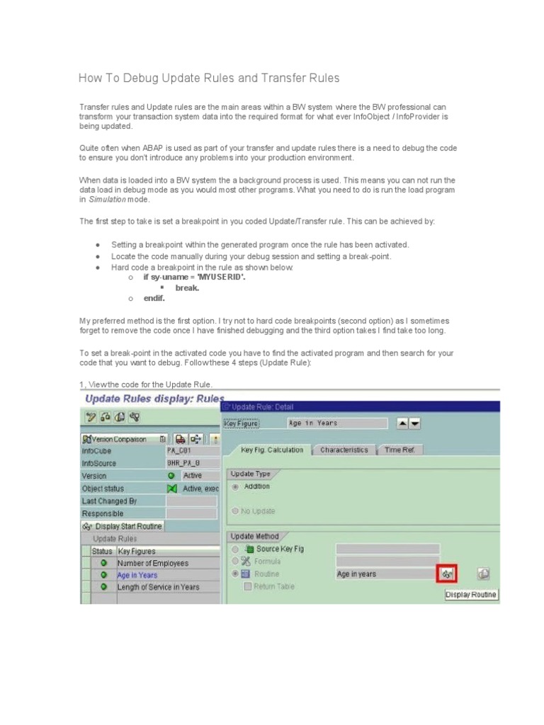 Debugging BW Update and Transfer Rules | PDF | Software Engineering ...