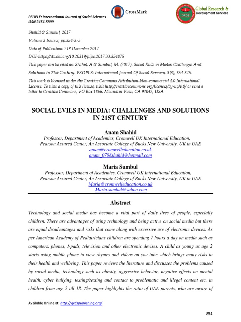 Social Evils in Media: Challenges and Solutions in 21St Century | PDF ...