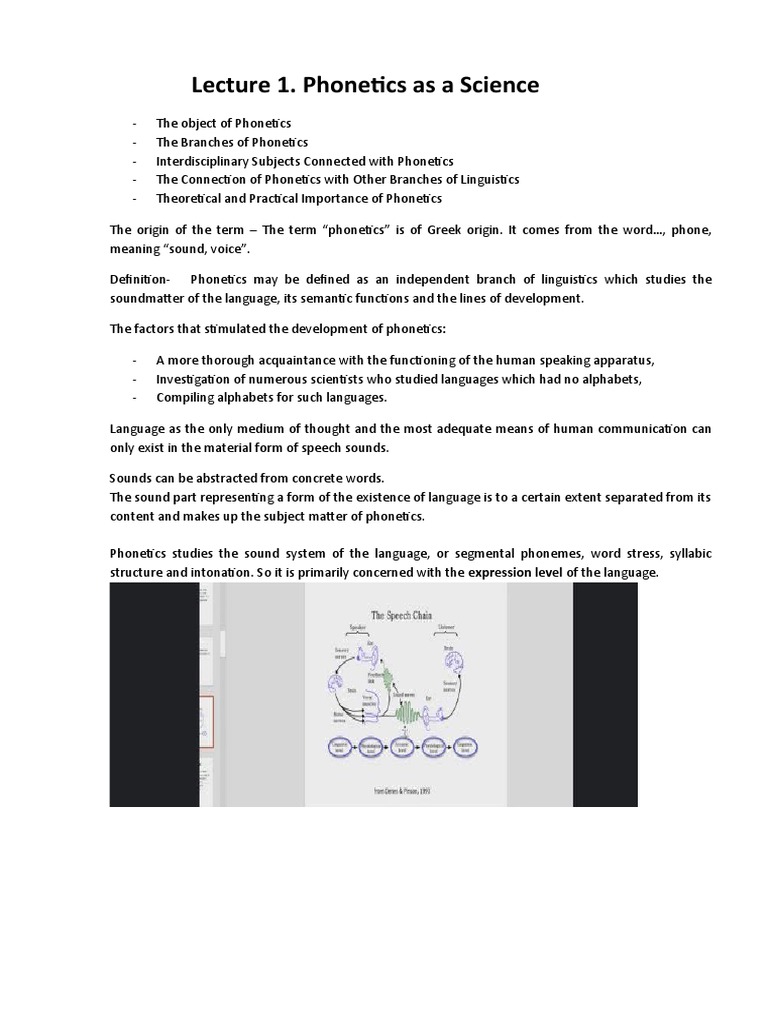 Phonetics: Science and Linguistic Connections | PDF | Phoneme | Phonetics