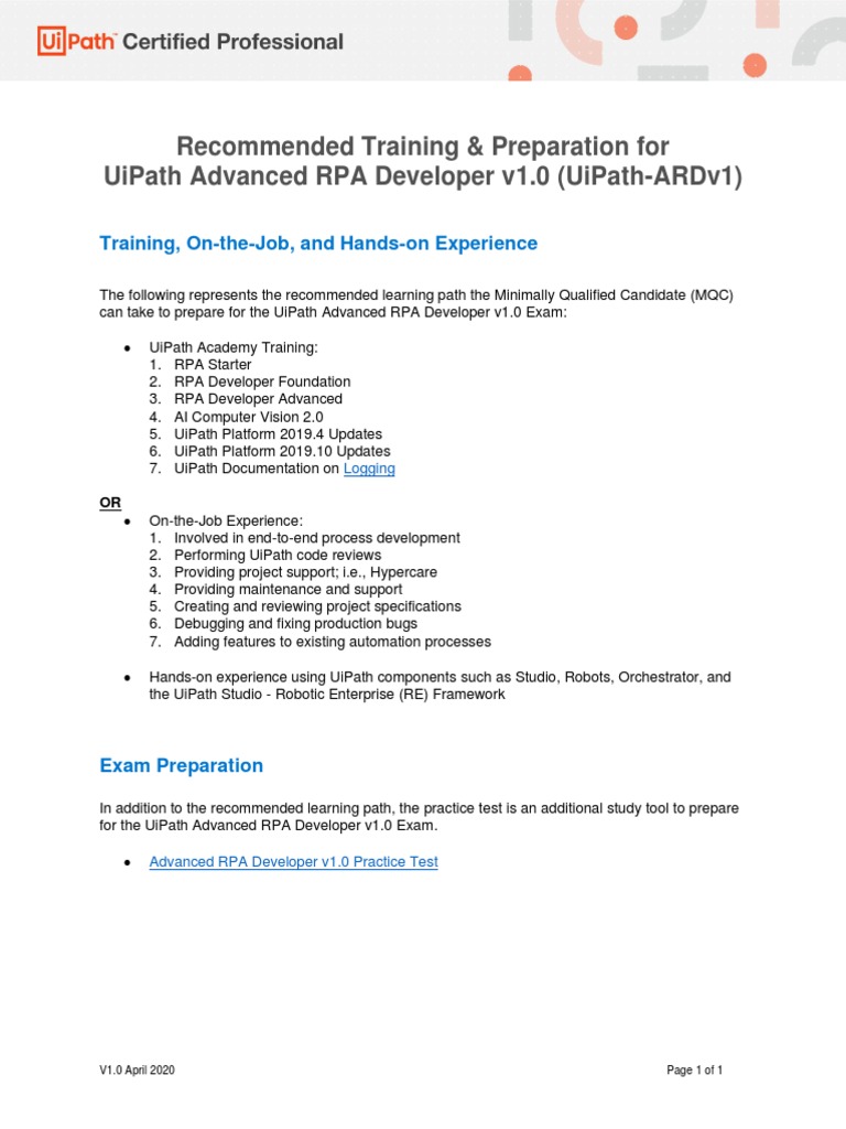 UiPath Advanced RPA Developer Prep Guide | PDF