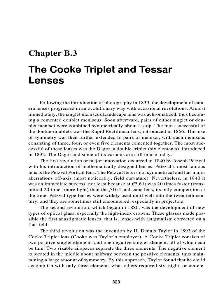 The Cooke Triplet and Tessar Lenses | PDF | Camera Lens | Optics