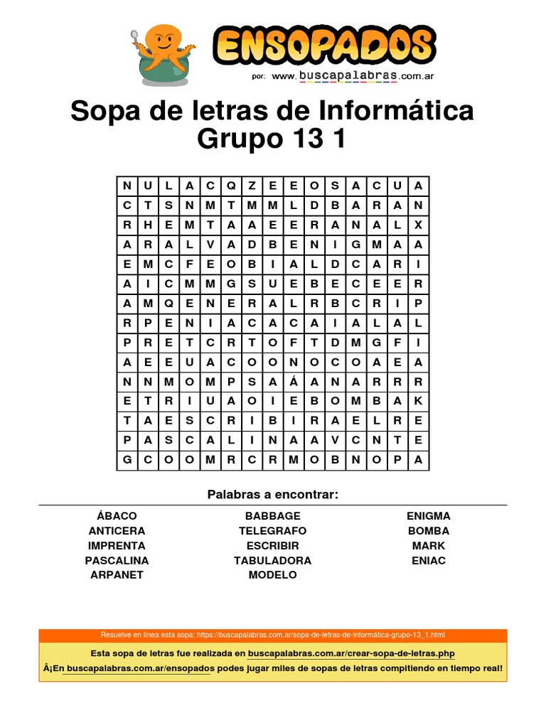 Sopa de Letras-Informatica | PDF | Informática y tecnología de la ...