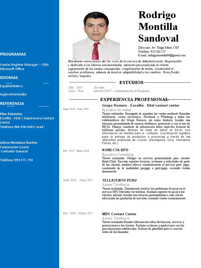 CV - Rodrigo Montilla - 2020joven | PDF | Business | Informática