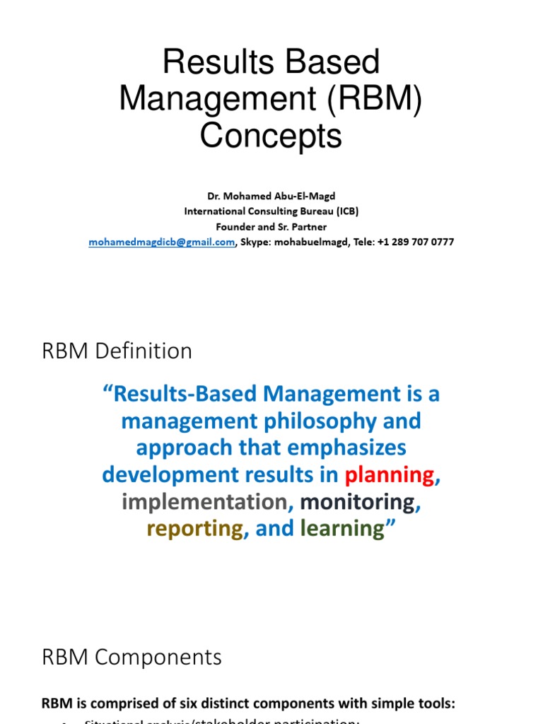 Results Based Management RBM Concepts | PDF | Needs Assessment ...