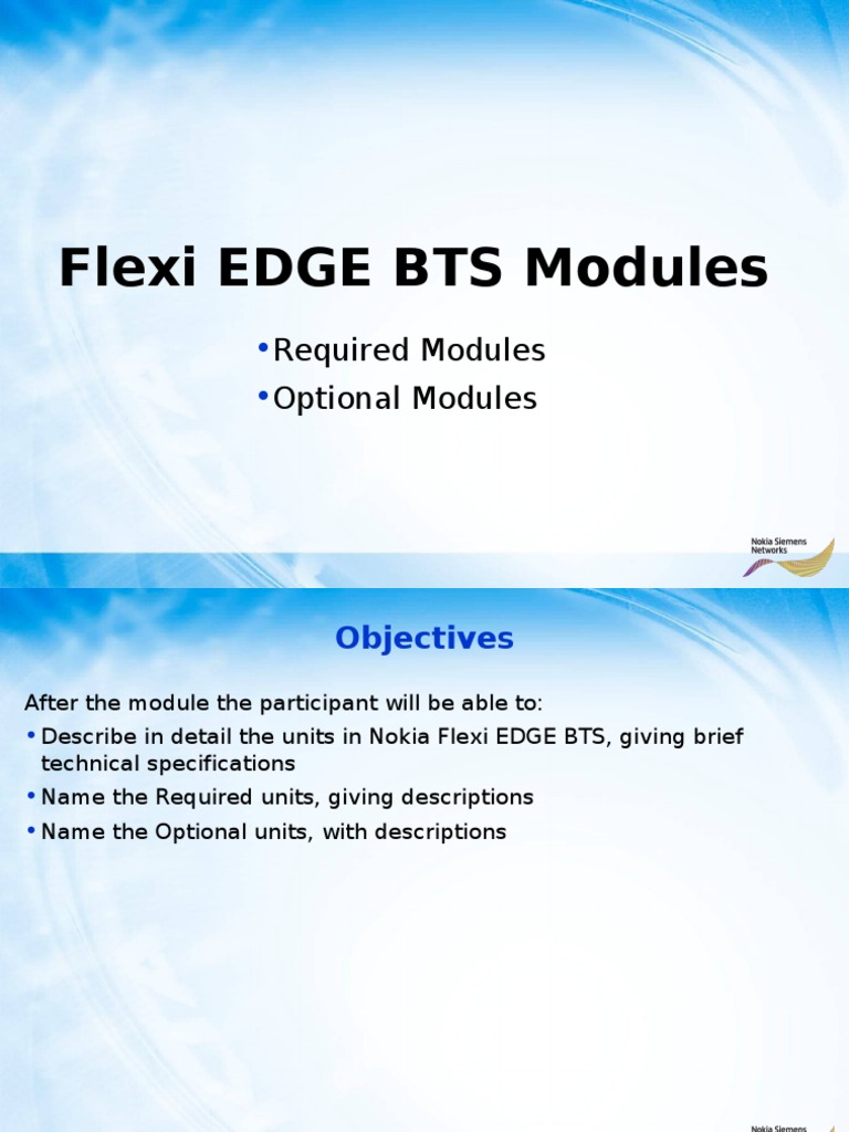 Flexi EDGE BTS Modules: Required Modules Optional Modules | PDF