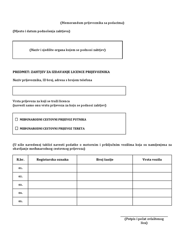 Obrasci Za Licencu I Izvod Licence | PDF