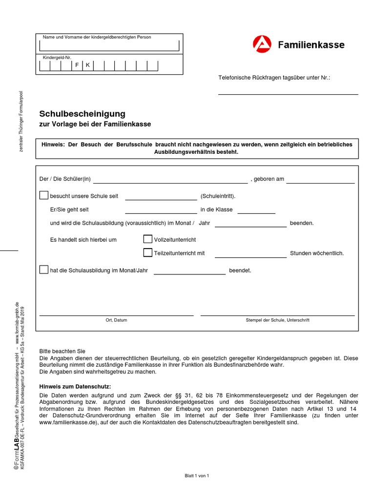 Schulbescheinigung Familienkasse Pdf – MZCJW