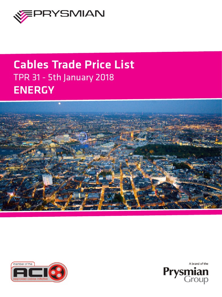 Cables Trade Price List: Energy | PDF | Wire | Electricity