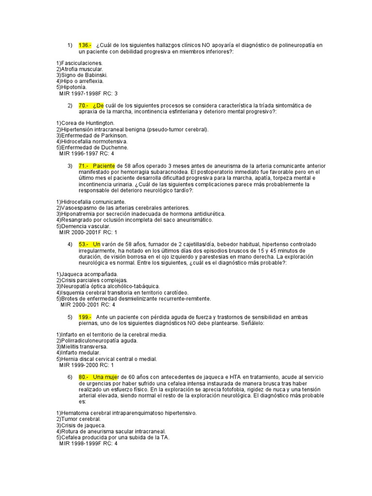 Examen Jodido Del MIR (Semio Med) | PDF | Enfermedades y trastornos ...