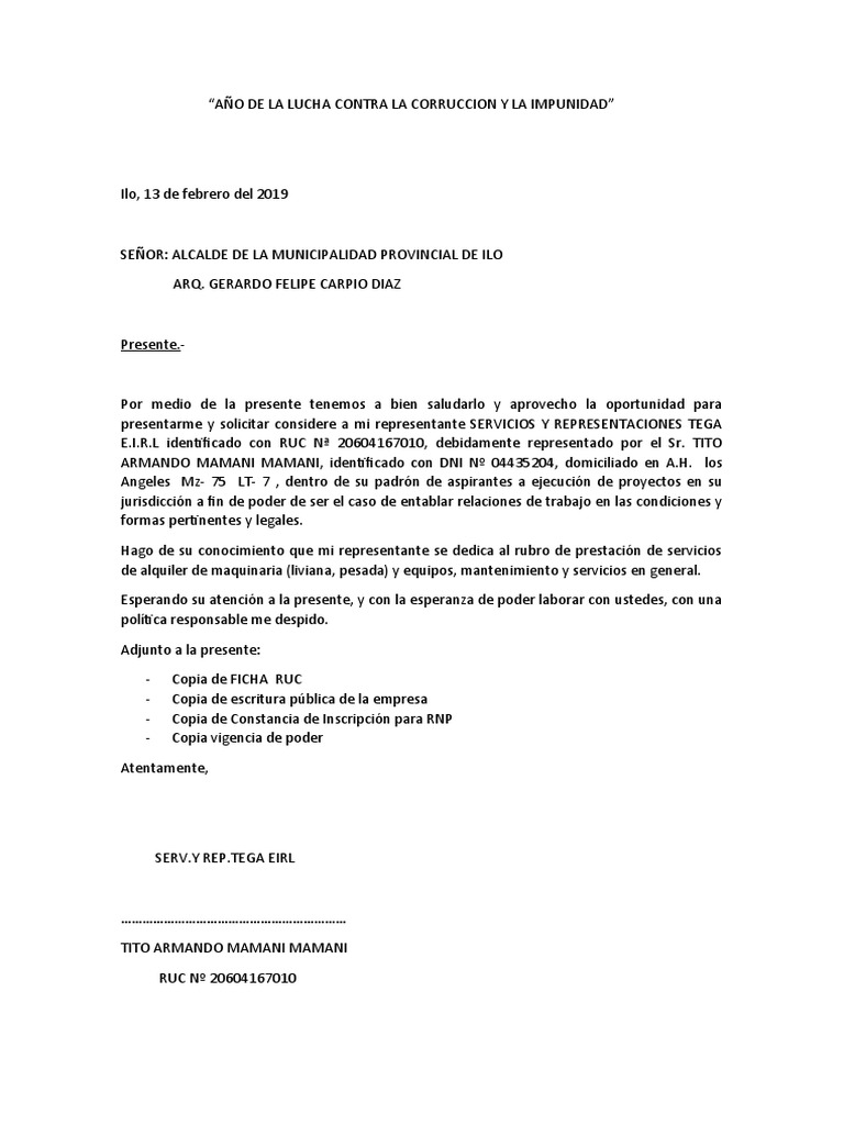 Carta de Representacion | PDF