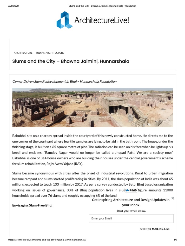 Slums and The City - Bhawna Jaimini, Hunnarshala FOundation | PDF ...
