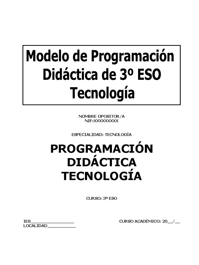 Modelo de Programacion Didactica de 3º ESO PDF | PDF | Plan de estudios | Evaluación
