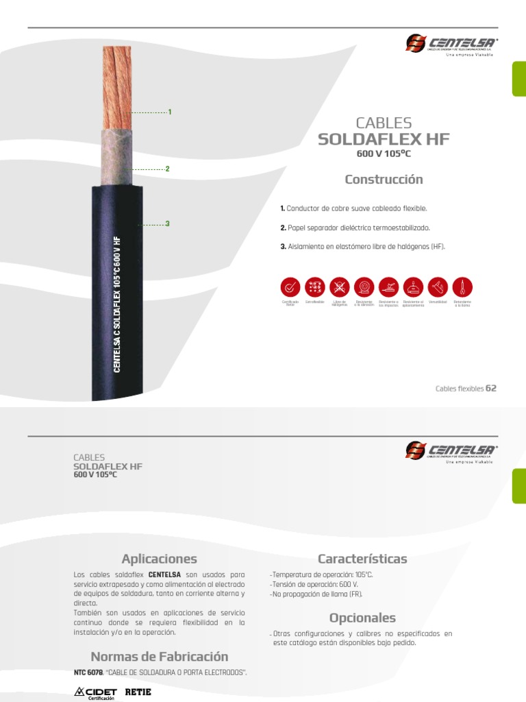 Cable Felxibles Cables Soldaflex HF 600V 105C | PDF | Cantidades ...