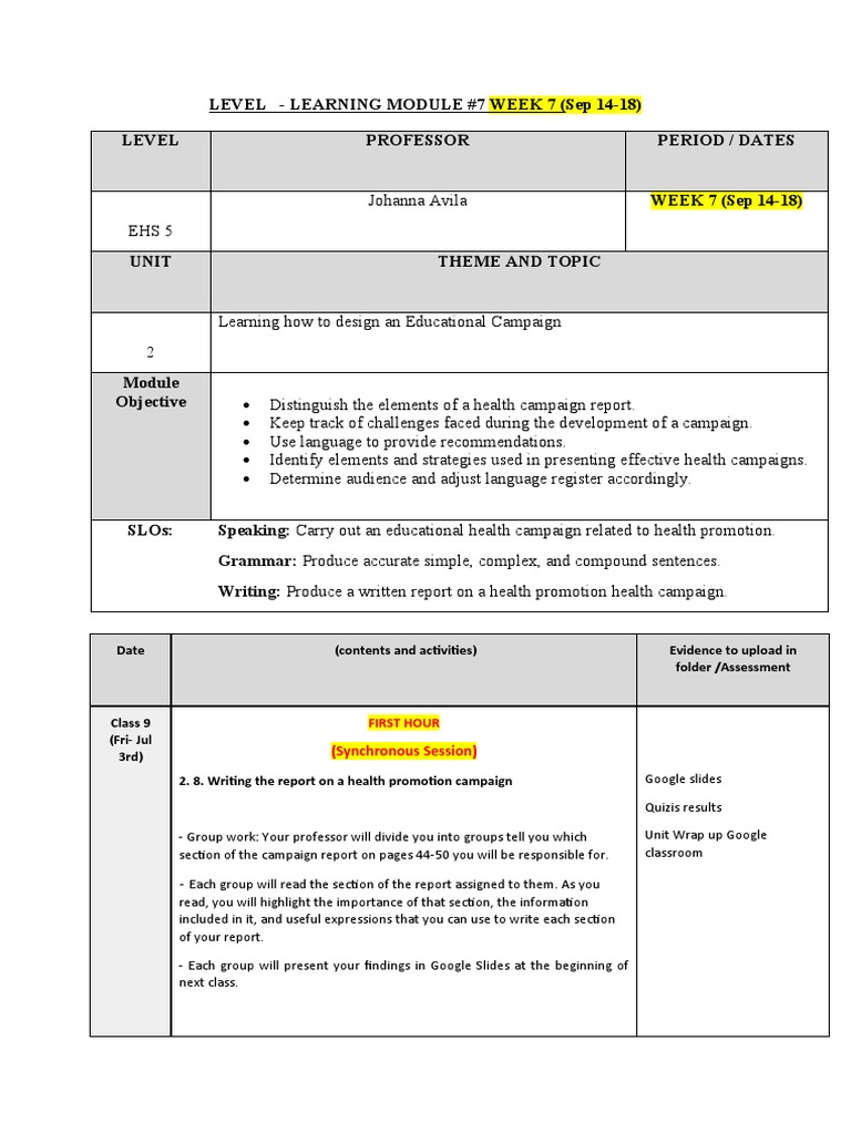 Health Campaign Design Learning Module | PDF | Pedagogy | Psychological ...