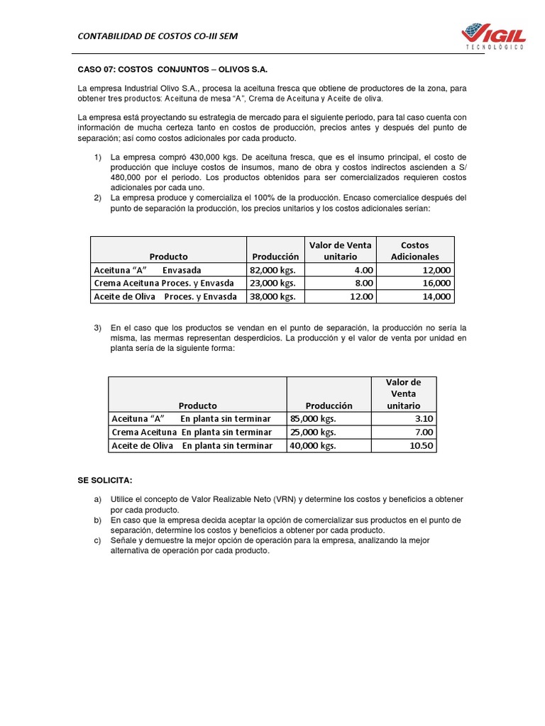 Caso 07 Costos Conjuntos PDF | PDF | Mercado (economía) | Economias