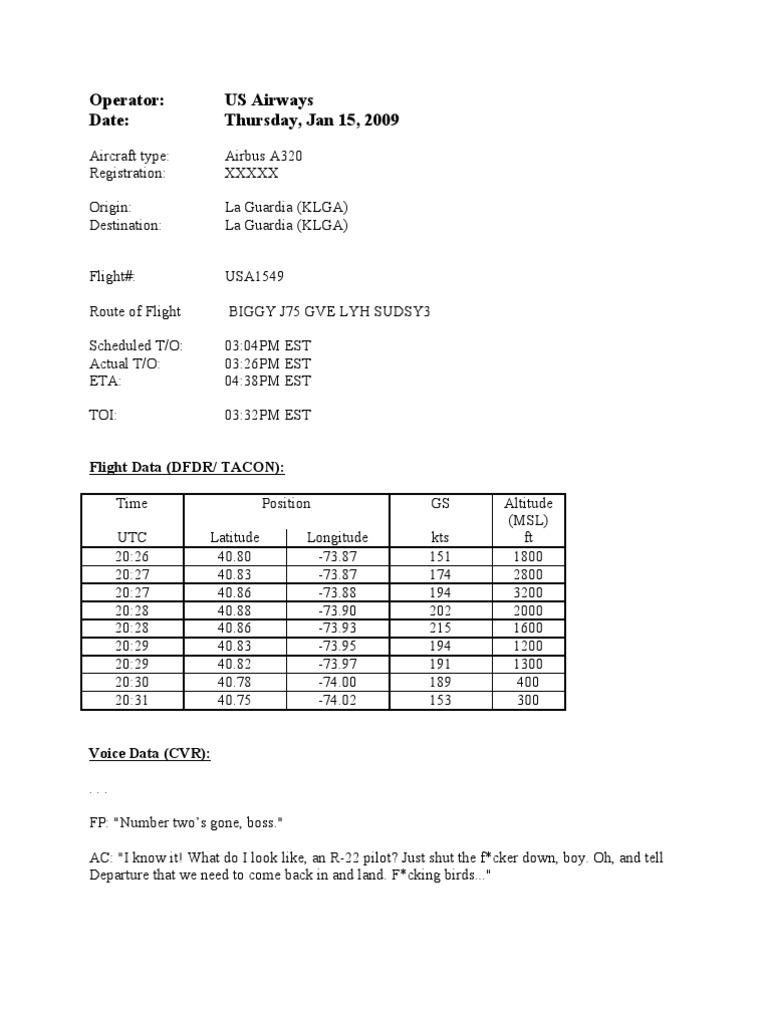 Hudson CVR Transcript | Download Free PDF | Aviation | Aircraft