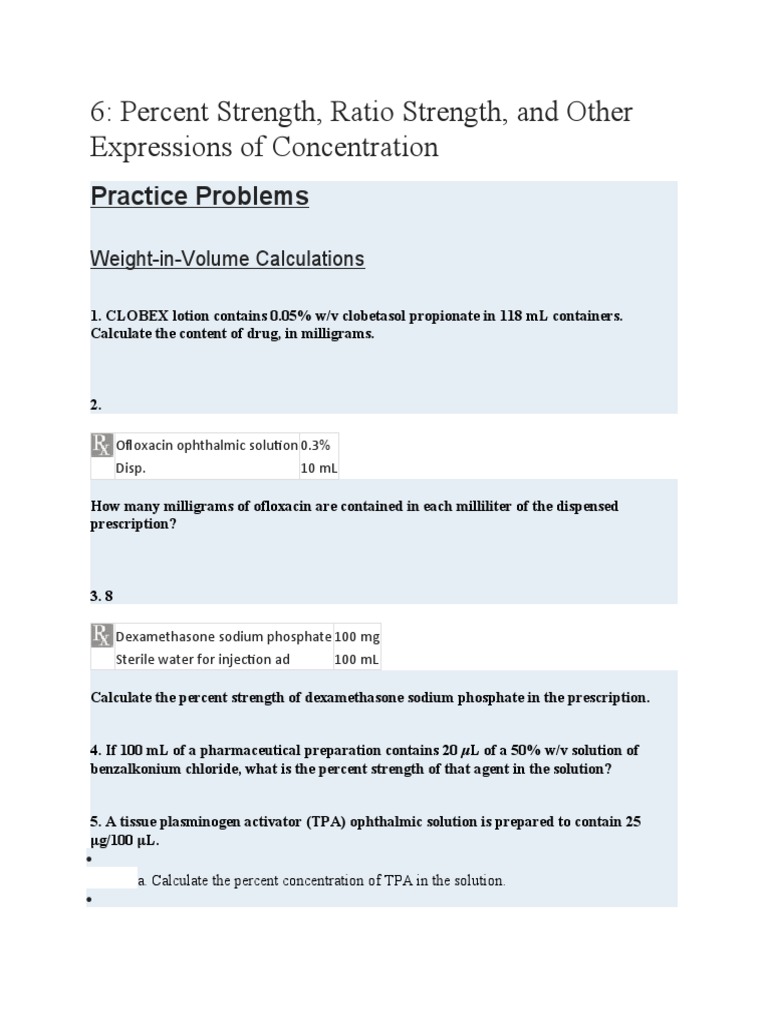 6: Percent Strength, Ratio Strength, and Other Expressions of ...
