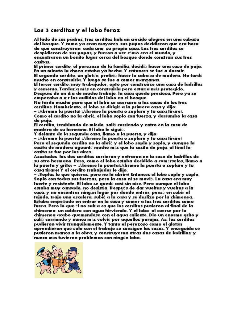 Los tres cerditos y el lobo feroz | PDF