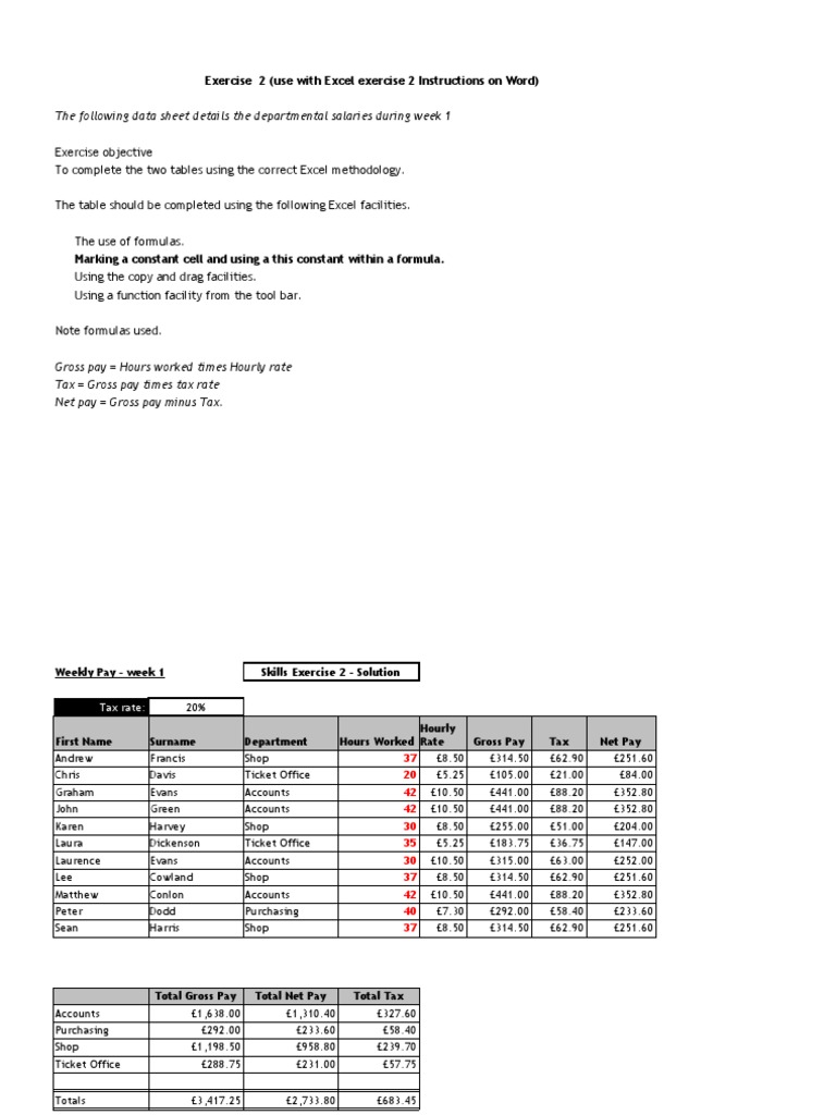 5 Excel Exercise 2 Solutions v2 | PDF | Government Finances | Taxes