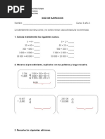 Guía de Sumas y Restas 4to Básico | PDF