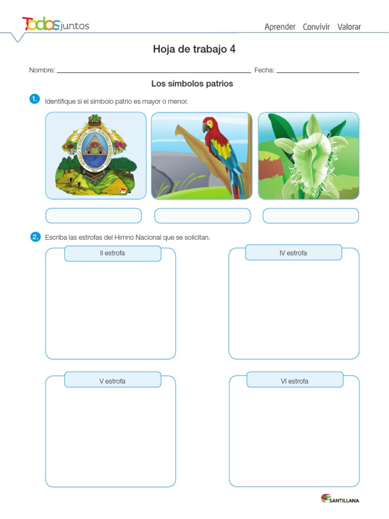 Hoja De Trabajo De Símbolos Americanos De Primer Grado