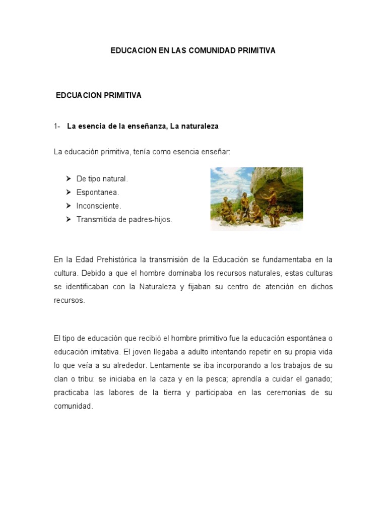 Educacion en Las Comunidad Primitiva | PDF | Nómada | Agricultura