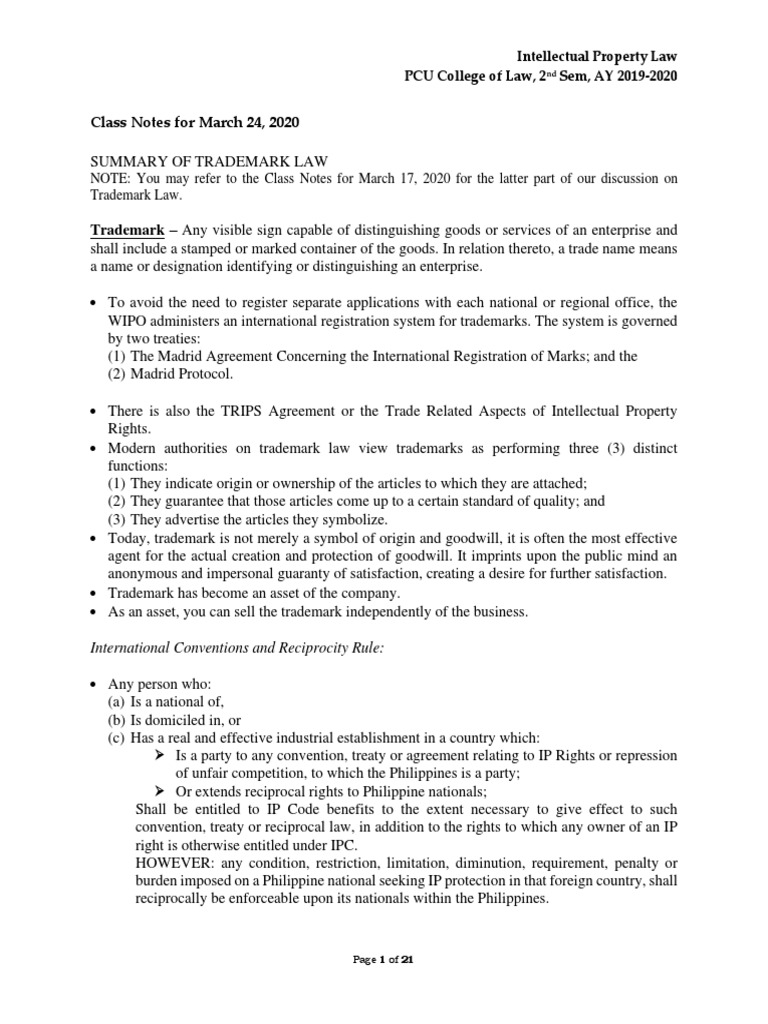 Trademark Law Overview and Key Concepts | PDF | Trademark ...