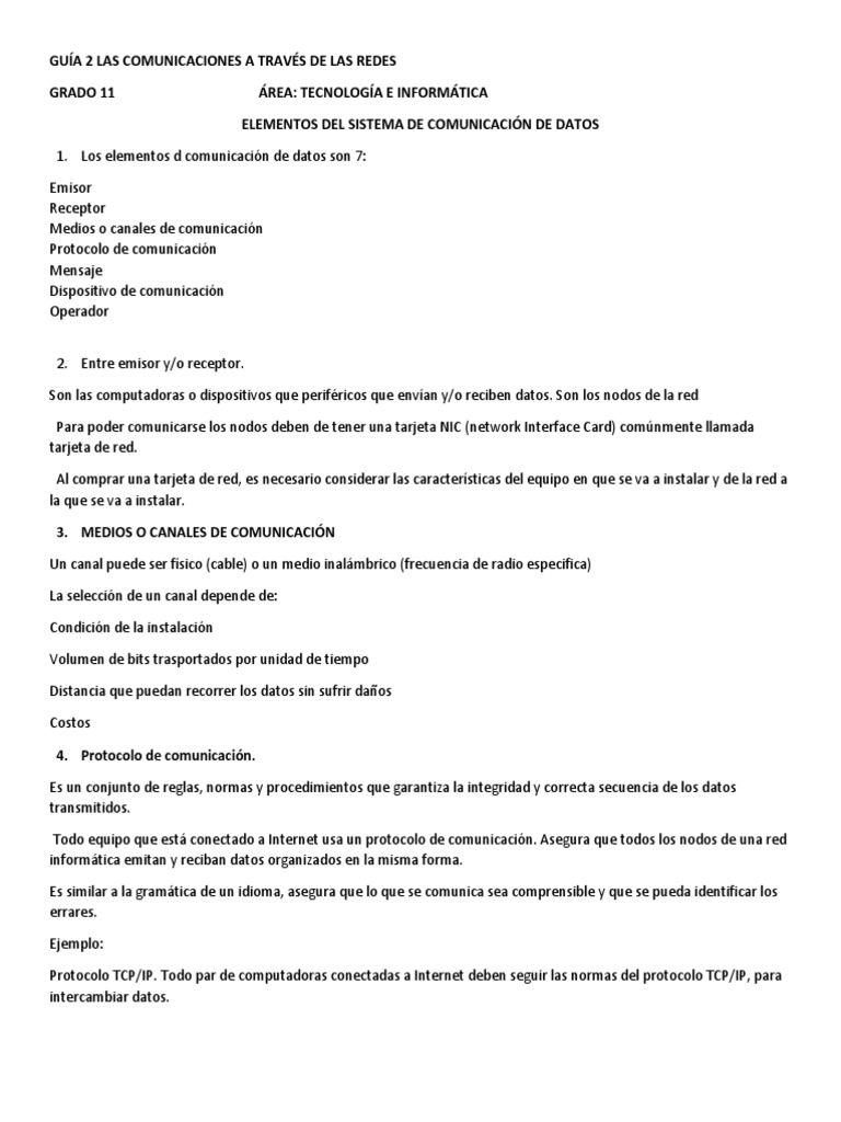 Guía 2 Las Comunicaciones A Través de Las Redes PDF | PDF | Servicio de ...