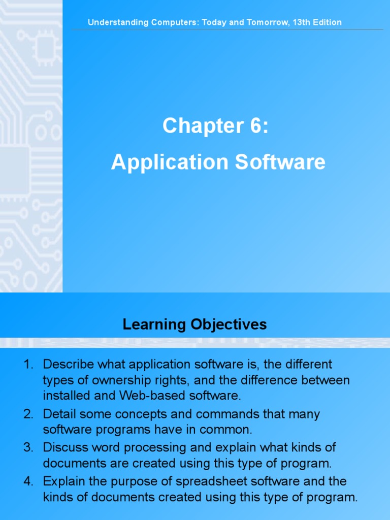 Chapter 6 - 13th Ed Application Software | PDF | Spreadsheet | Databases