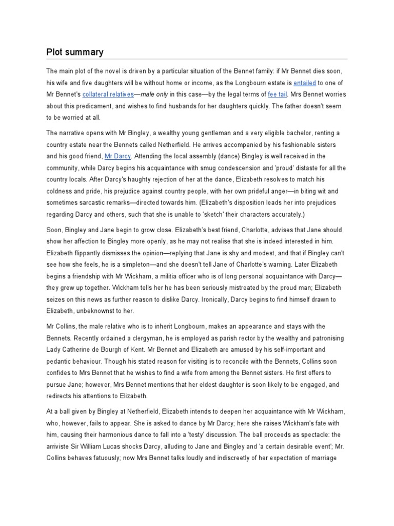 Plot summary | Mr. Darcy | Pride And Prejudice