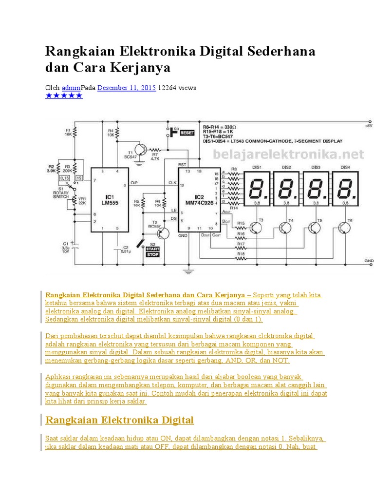 Rangkaian Elektronika Digital Sederhana Dan Cara Kerjanya | PDF