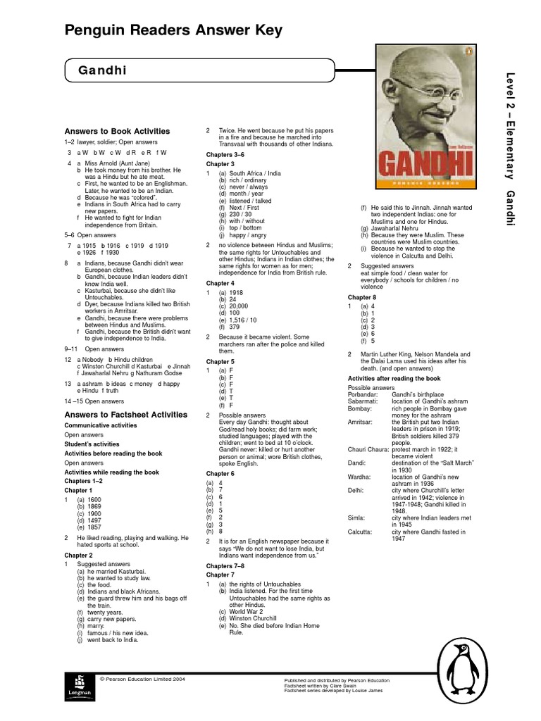 Penguin Readers Answer Key: Gandhi | PDF | Mahatma Gandhi | Muhammad ...