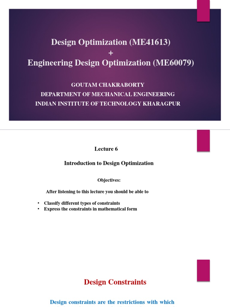Design Optimization (ME41613) + Engineering Design Optimization ...