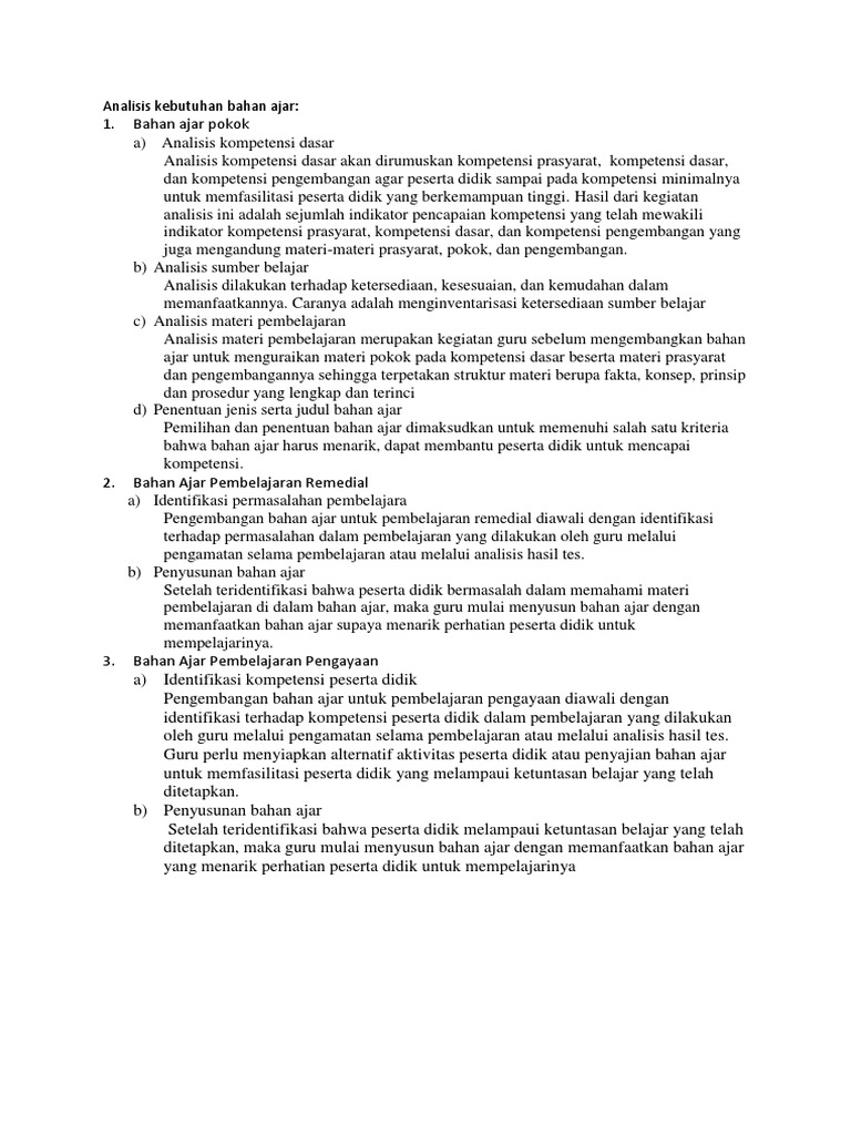 Analisis Kebutuhan Bahan Ajar | PDF
