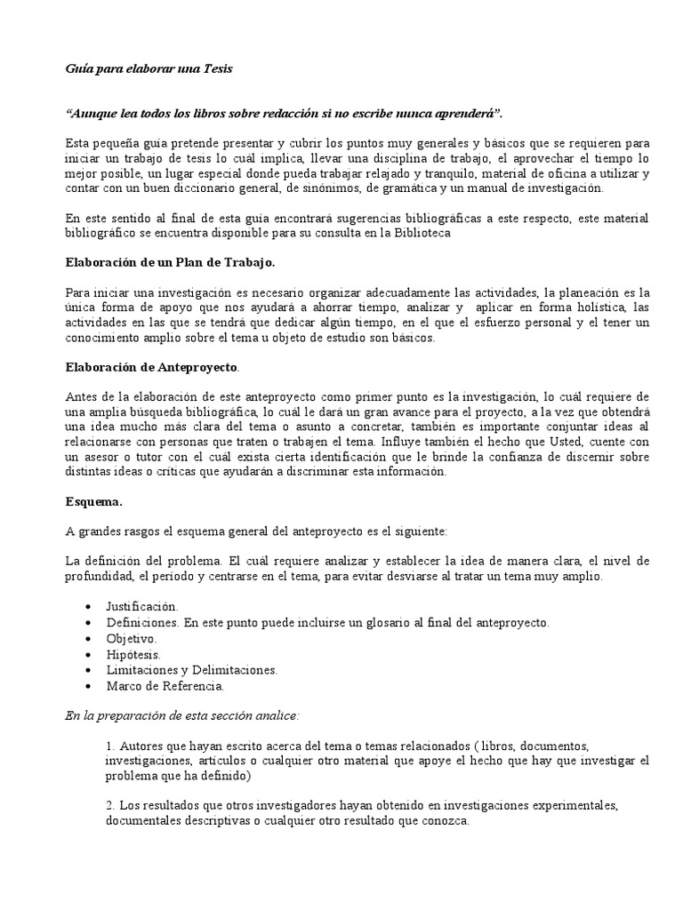 Guía para Elaborar Una Tesis | PDF | Citación | Bibliografía