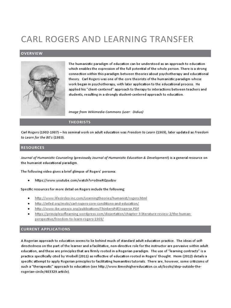 Carl Rogers and Learning Transfer | PDF | Psychotherapy | Learning