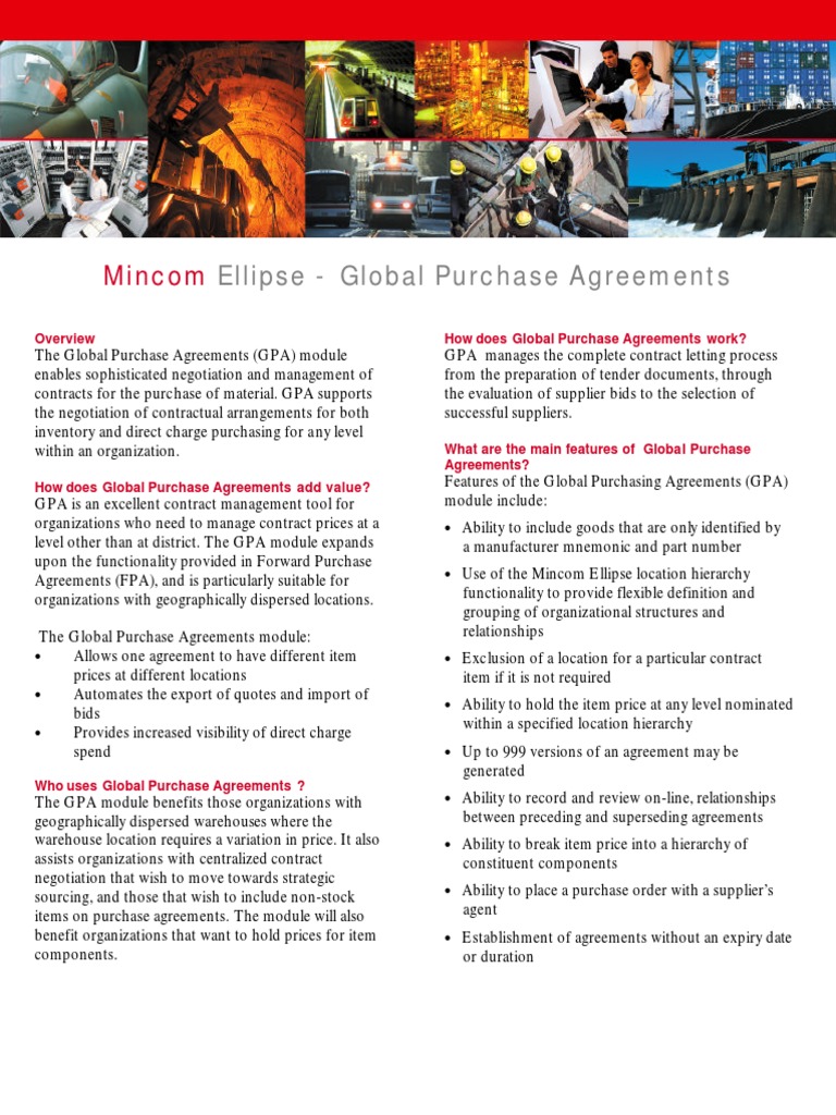 Mincom: Ellipse - Global Purchase Agreements | PDF | Economies | Business
