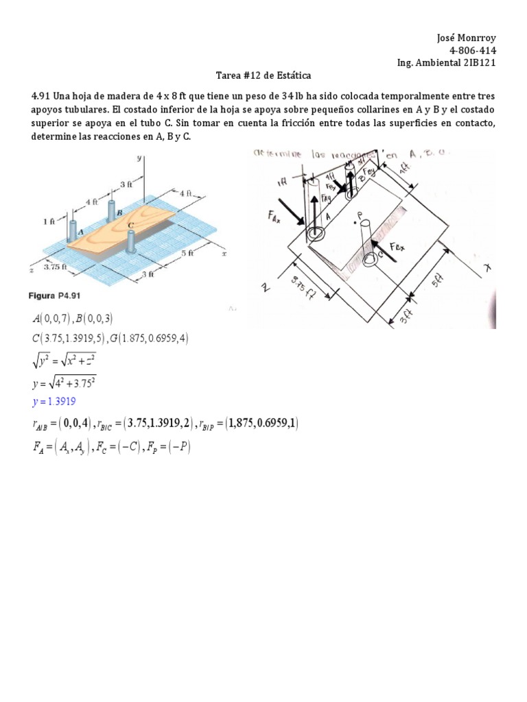 Tarea 13 Estatica | PDF | Mecánica | Tasas temporales