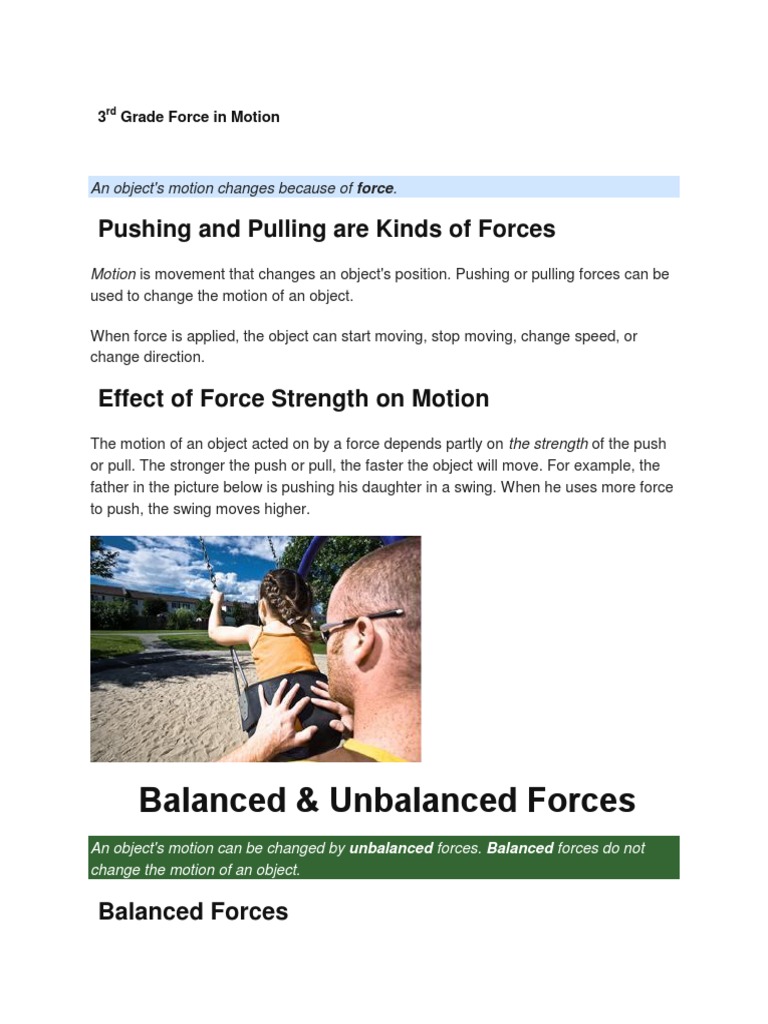 Forces and Motion for 3rd Graders | PDF | Force | Gravity